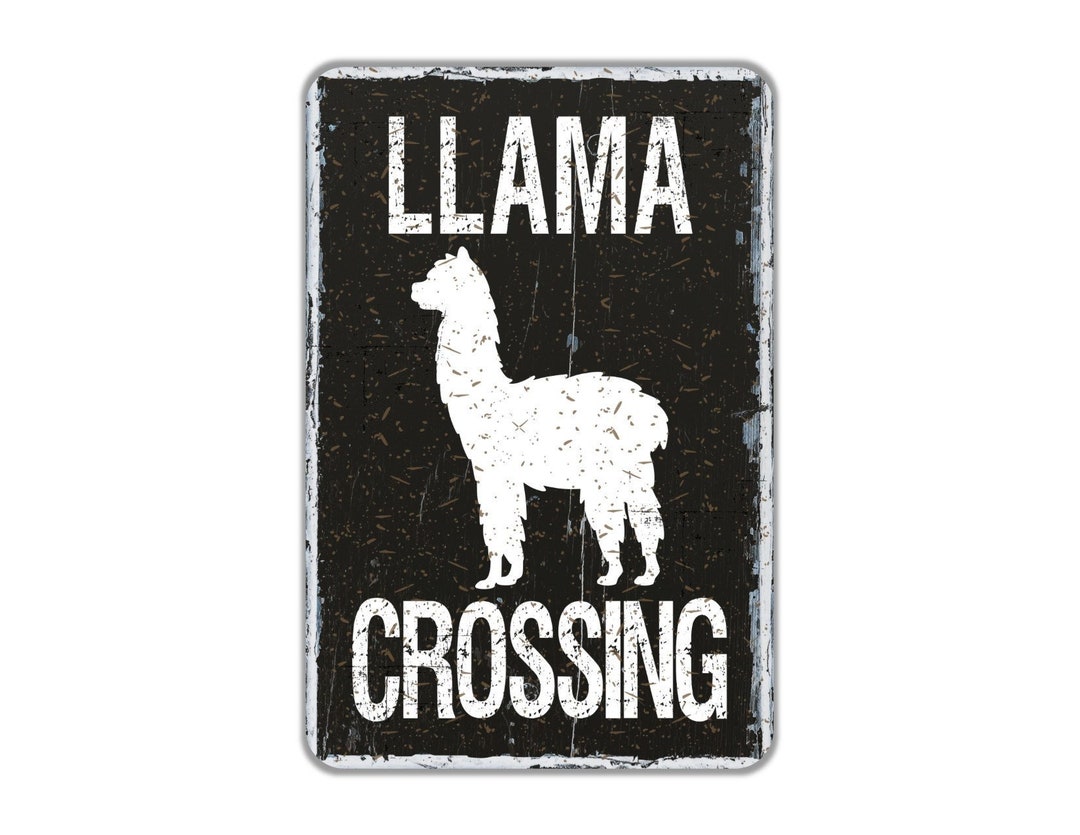 Llama Crossing Sign, Contemporary Modern Farmhouse Style Metal Wall ...