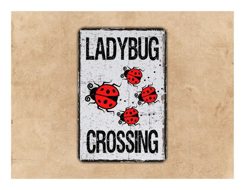 Ladybug Crossing Metal Sign Contemporary Modern Farmhouse - Etsy