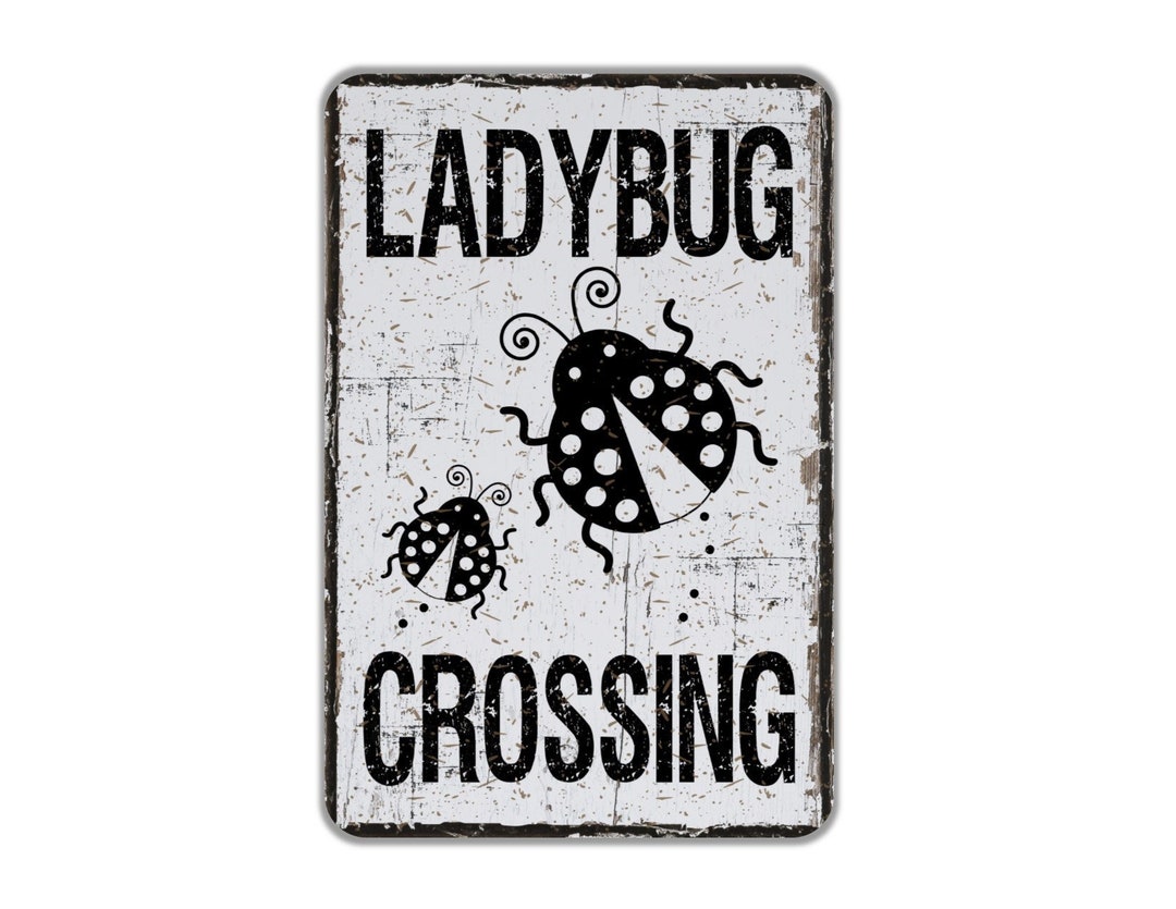 Ladybug Crossing Metal Sign, Contemporary Modern Farmhouse Wall Decor ...