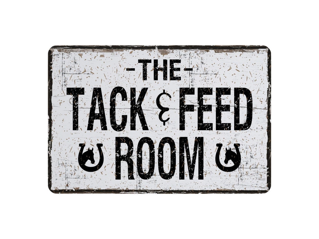 Tack and Feed Room Sign, Horse Lover Gifts Metal Wall Art, Rustic ...