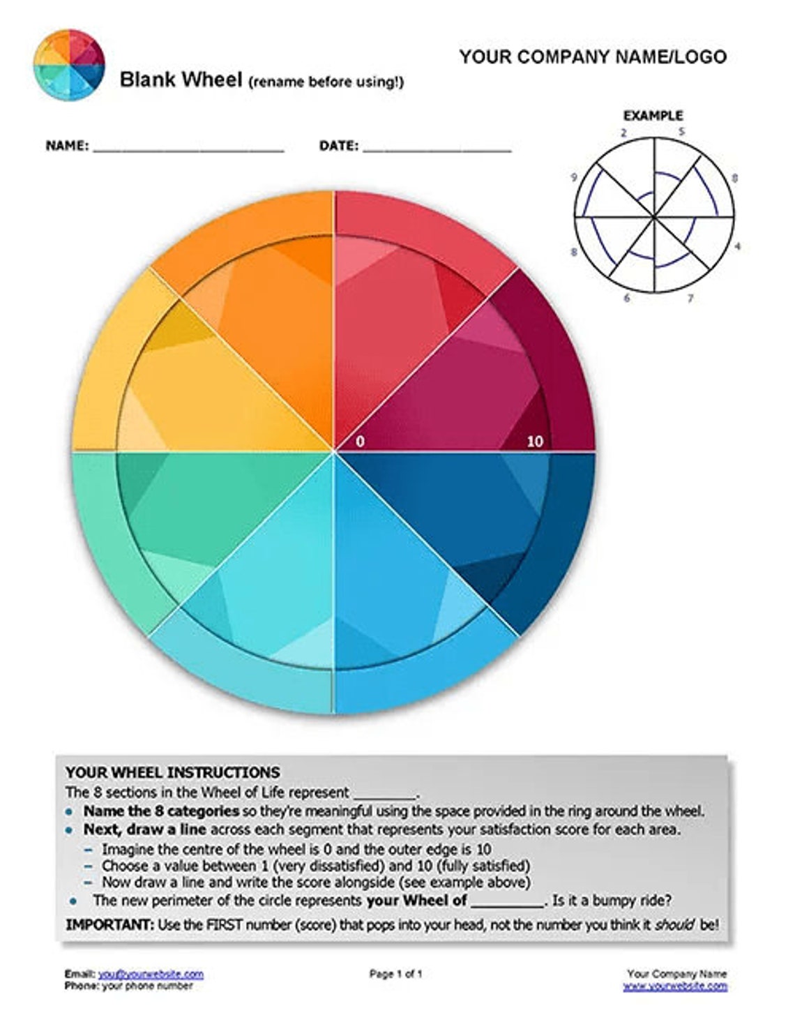 Editable wheel of life template - slidestorm