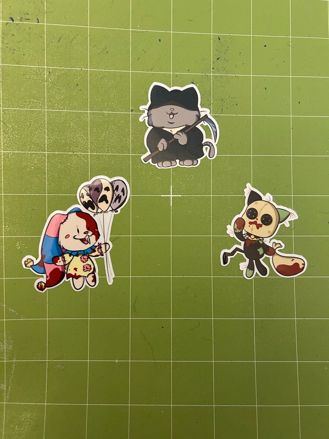 Grim Kitty & Friends Stickers | Creepy Cute Horror | Reaper Zombie Rag ...