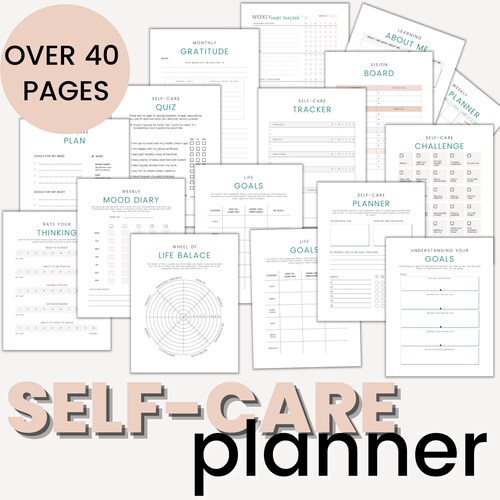 Self-care Planner Mental Health Journal Goals Worksheet - Etsy