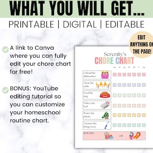 Editable Visual Chore Chart for Kids, ADHD Daily Schedule, Printable ...