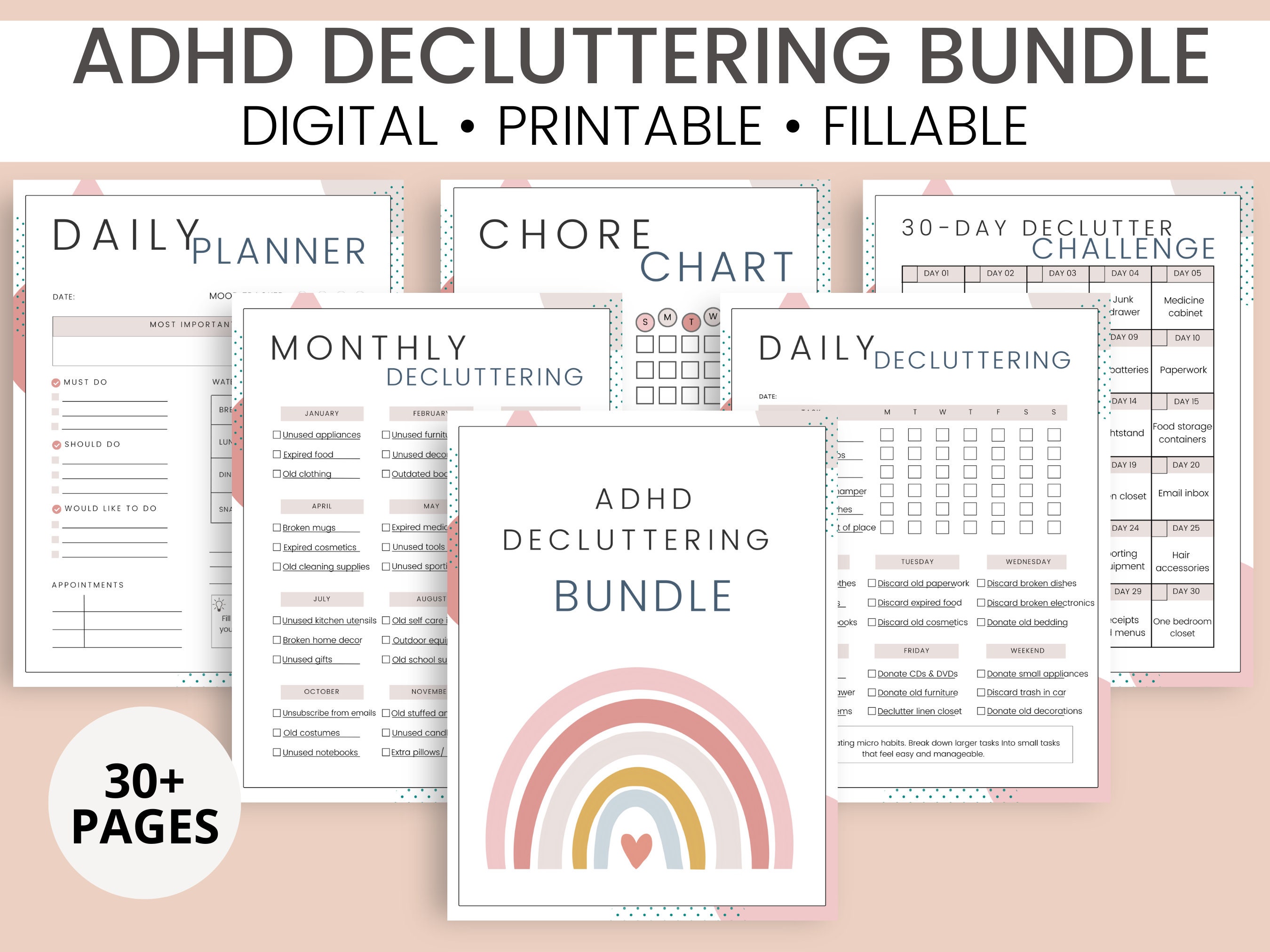 ADHD Decluttering Checklists 30 Day Decluttering Challenge - Etsy UK