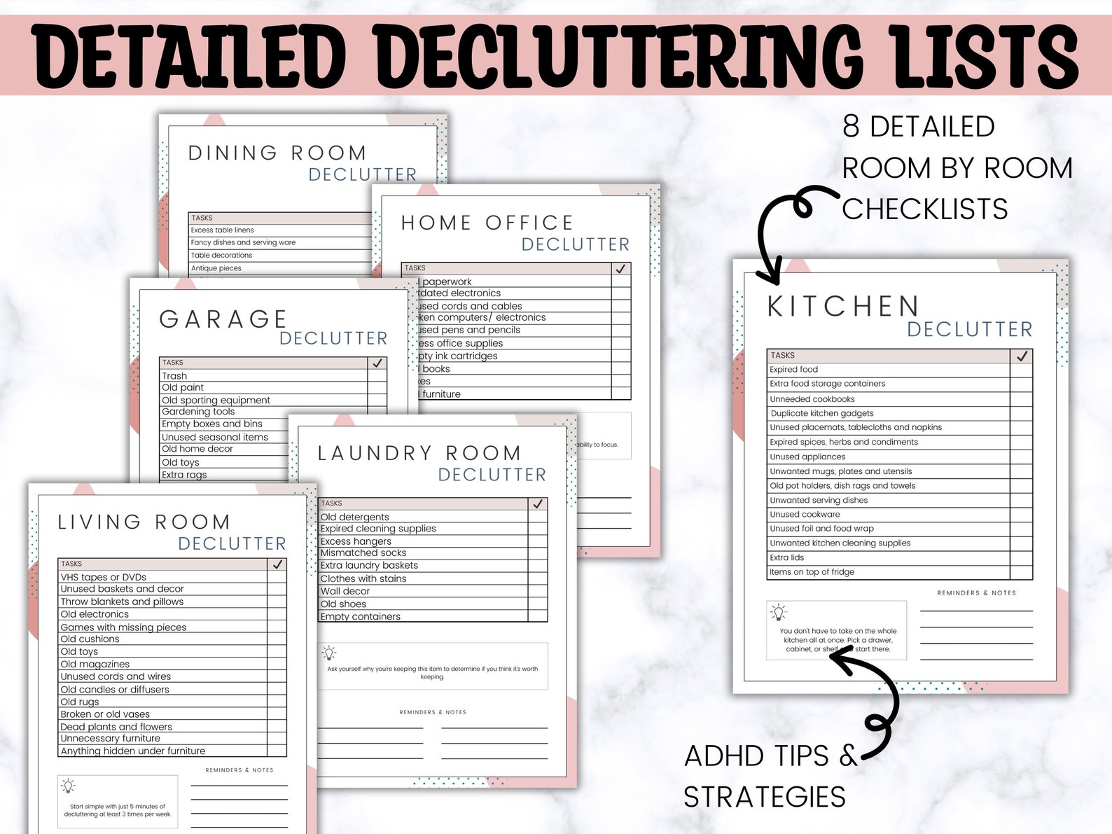 ADHD Decluttering Checklists, 30 Day Decluttering Challenge, Home ...