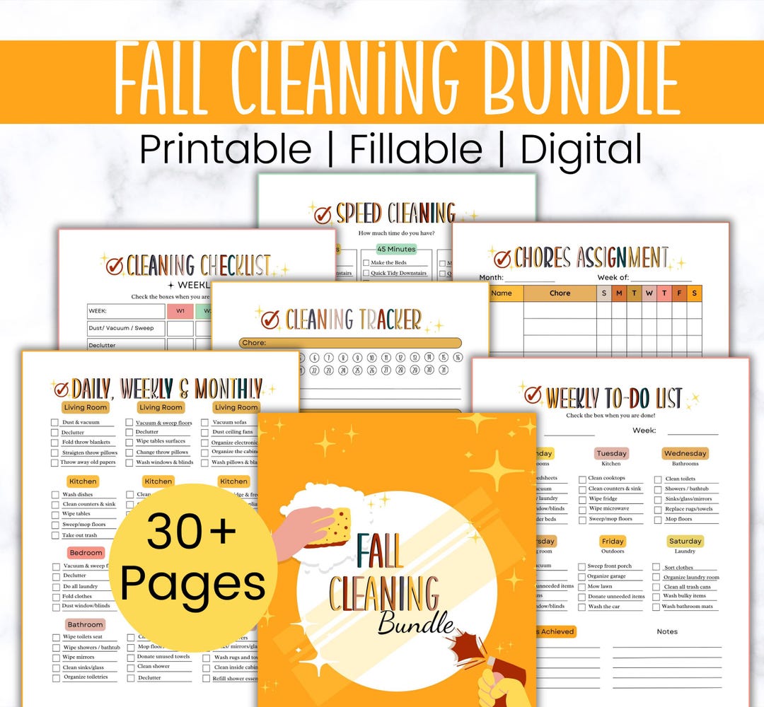 Fall Cleaning Schedule Printable PDF, House Checklist, Daily Weekly ...