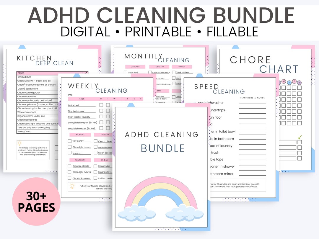 ADHD / Neurodivergent Cleaning Checklists, Weekly House Chores, Clean ...