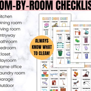 ADHD Visual Chore Charts Printable Editable | Room-by-room Cleaning ...