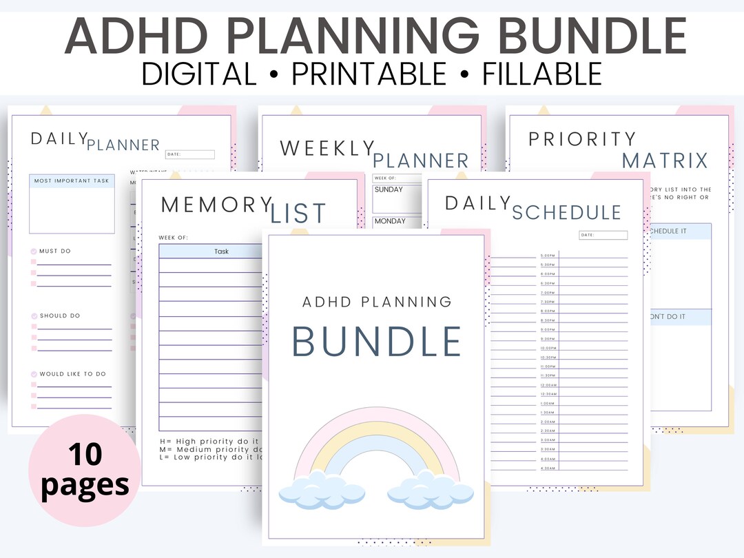 ADHD Daily Planner, Weekly Planner Printable, Hourly Planner, to Do ...