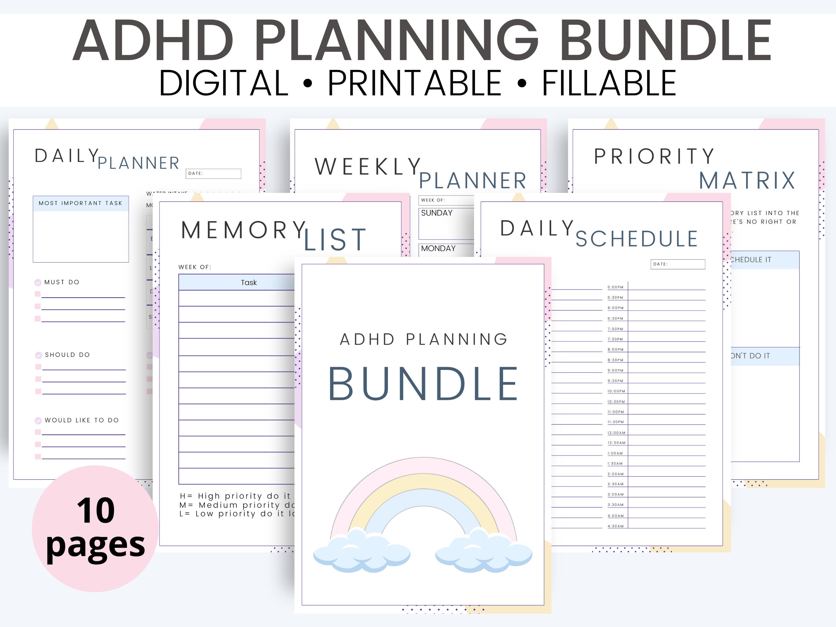 ADHD Daily Planner Weekly Planner Printable Hourly Planner - Etsy