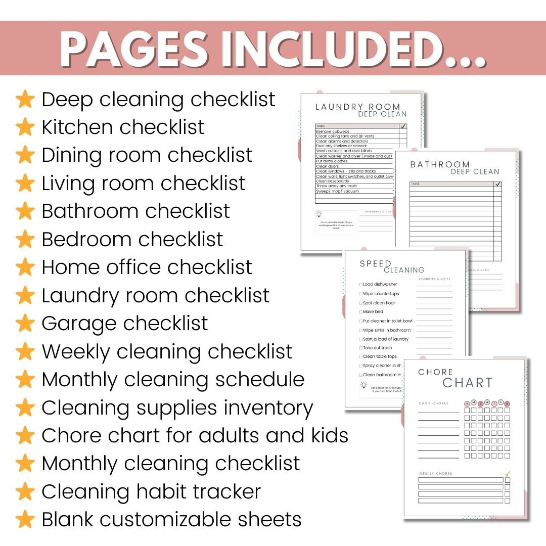 ADHD/ Neurodivergent Cleaning Checklists, Weekly House Chores, Clean Home Routine, Monthly ...