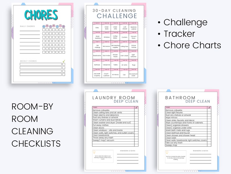 ADHD / Neurodivergent Cleaning Checklists Weekly House - Etsy