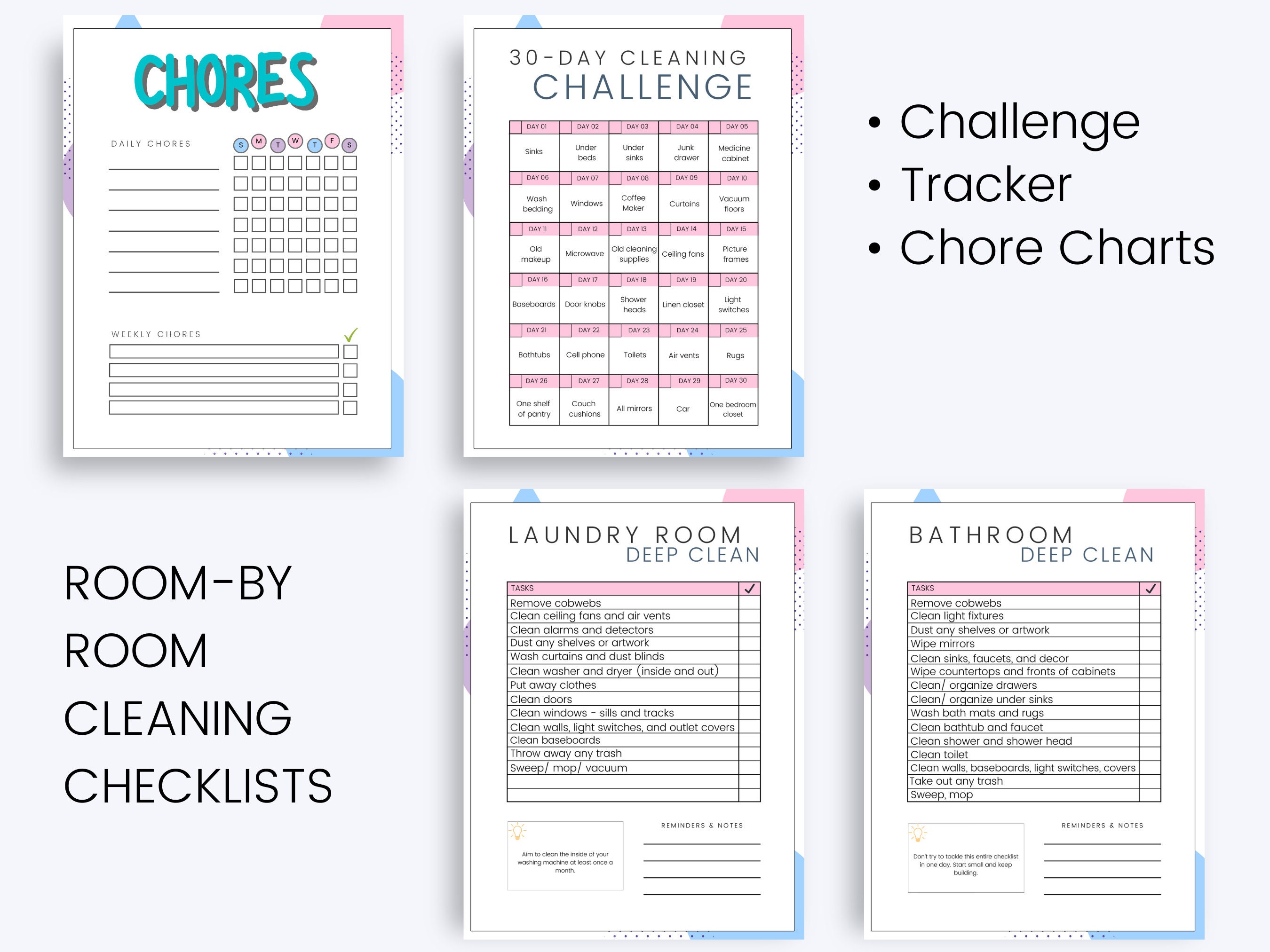 ADHD / Neurodivergent Cleaning Checklists Weekly House - Etsy