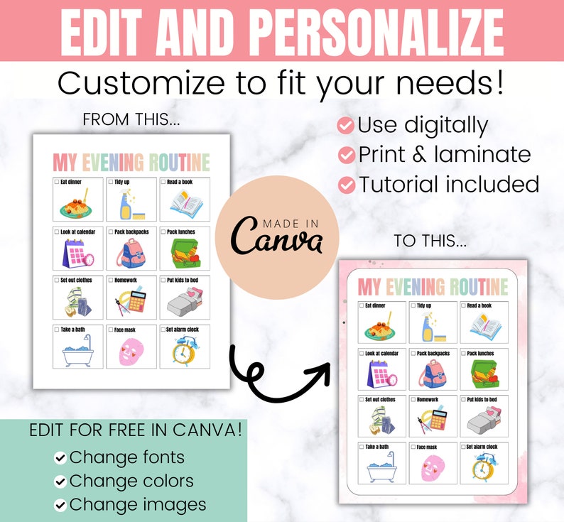 ADHD/ Neurodivergent Daily Visual Schedule, Editable Routine Cards ...