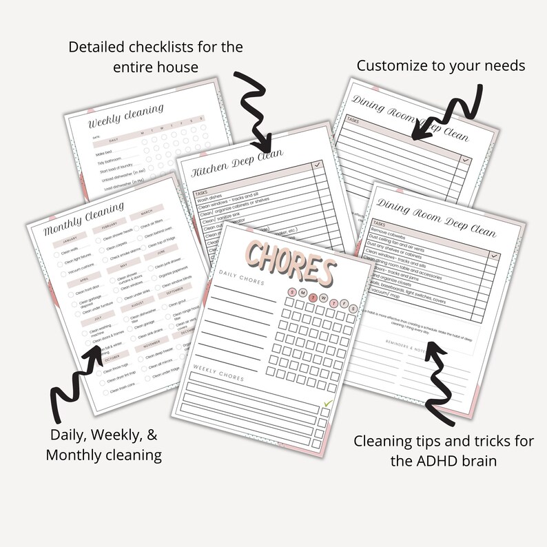 ADHD / Neurodivergent Cleaning Checklists Weekly House - Etsy Australia