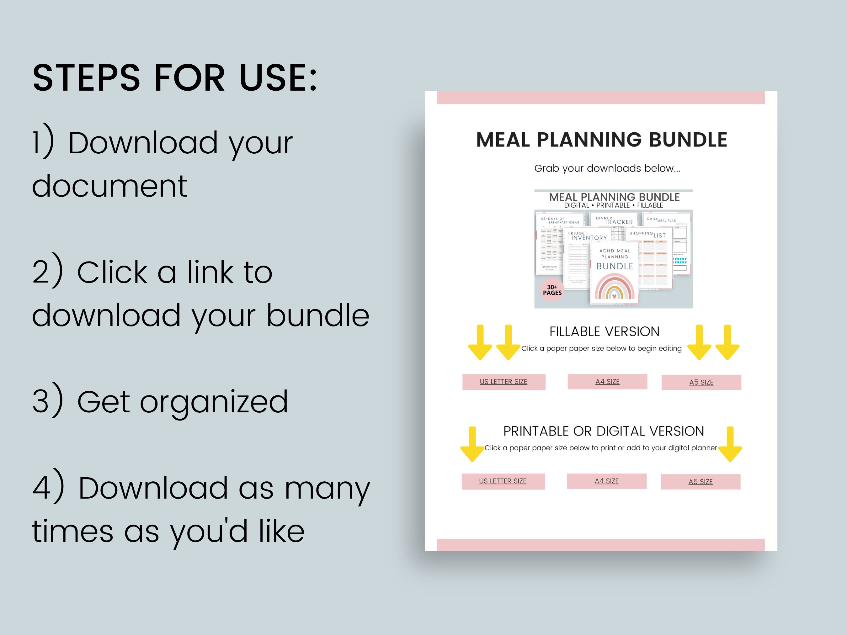 ADHD Monthly Meal Planner Printable, Daily Meal Tracker, Food Journal ...