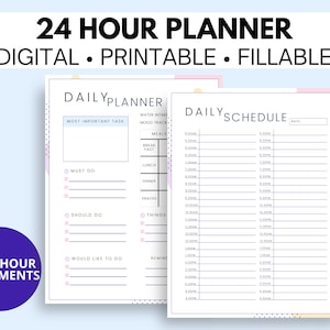 24 Hour Daily Planner Printable, Daily To-do List, Half Hour Planner ...