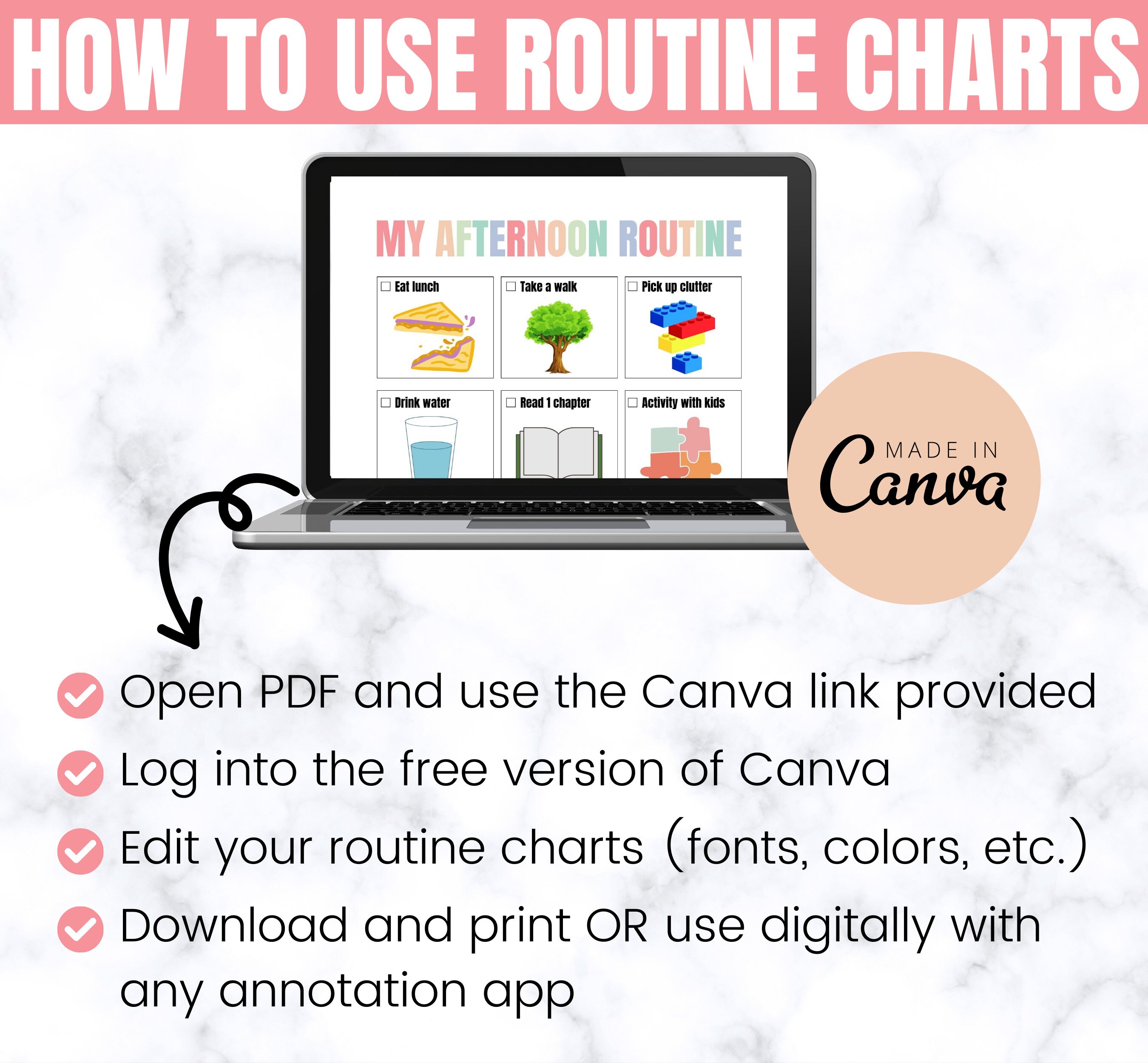 ADHD/ Neurodivergent Daily Visual Schedule, Editable Routine Cards ...