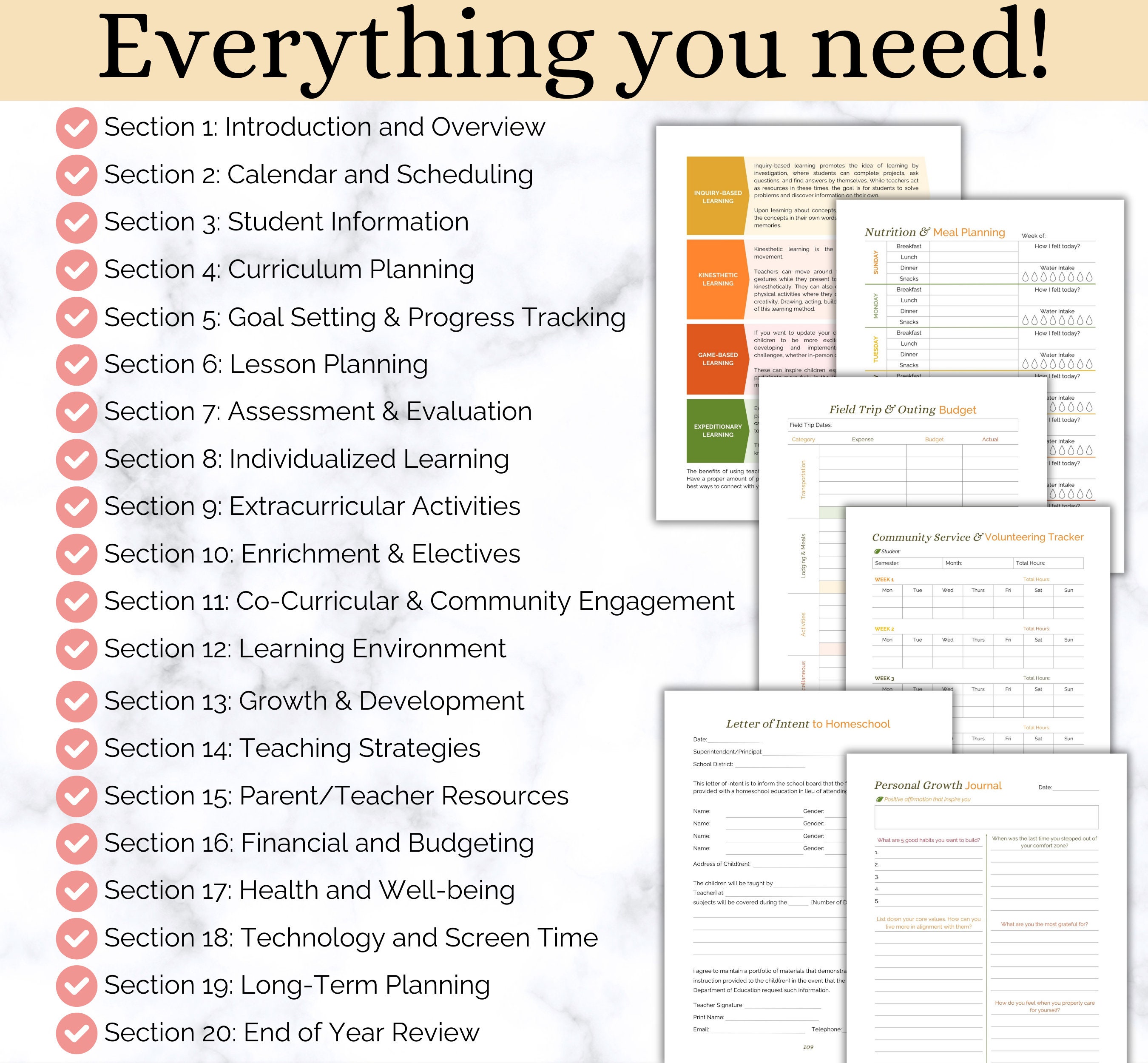 Homeschool Planner Printable Bundle, Homeschool Lesson Planner ...