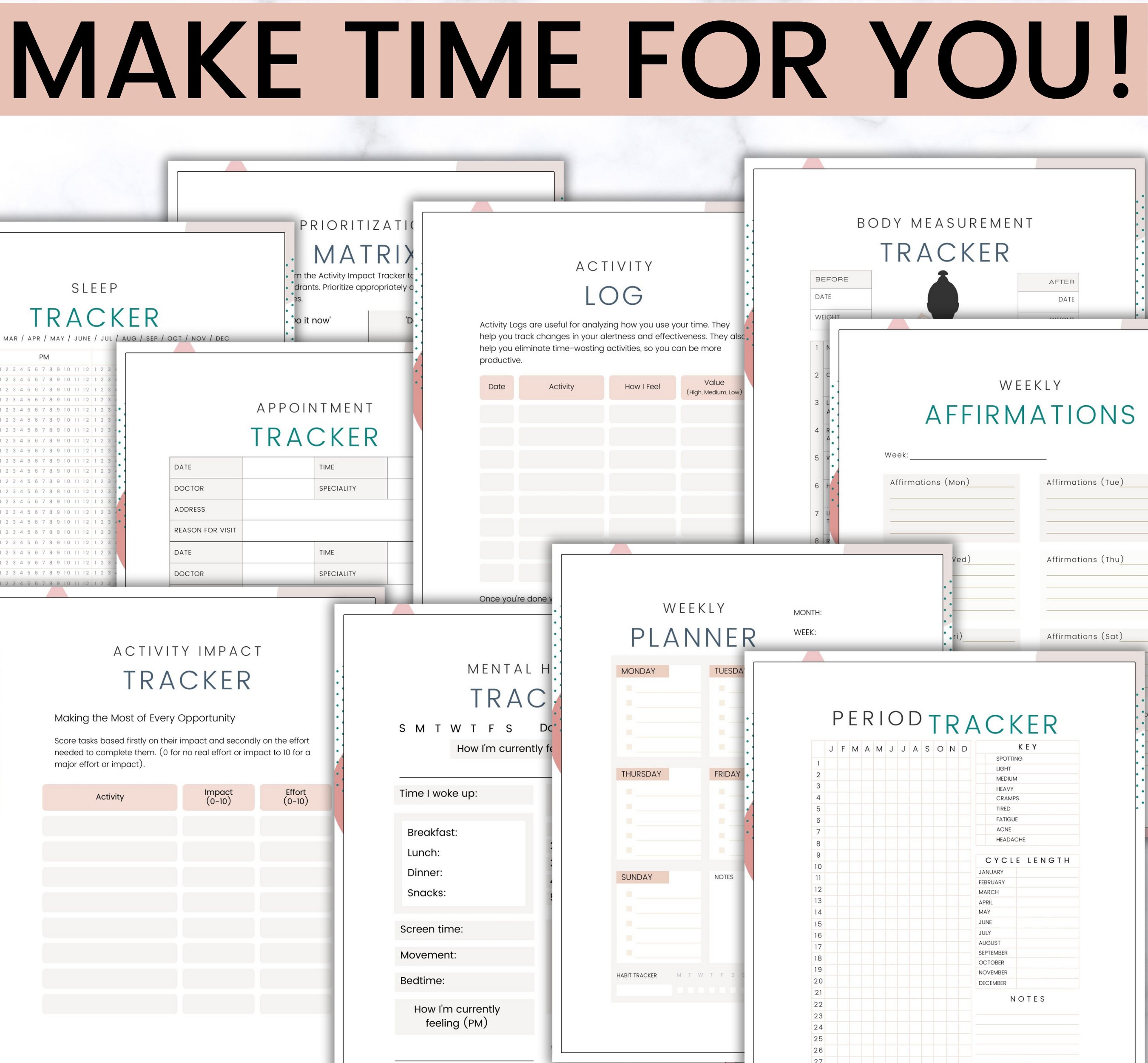 Self-care Planner, Mental Health Journal, Goals Worksheet, Habit ...