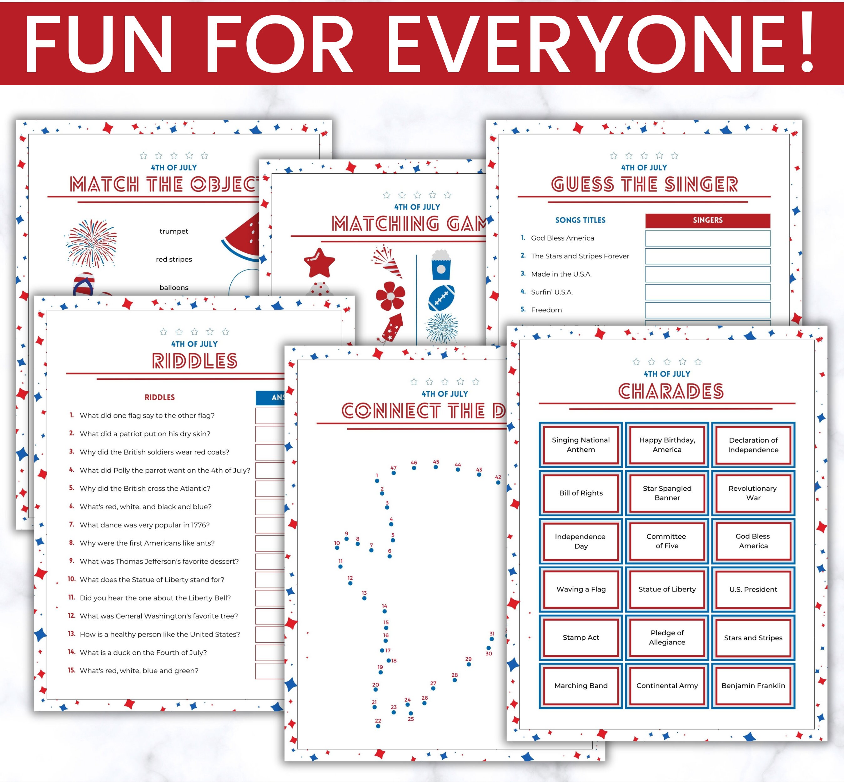 4th of July Games Bundle, Independence Day Family Fun, Patriotic Party ...