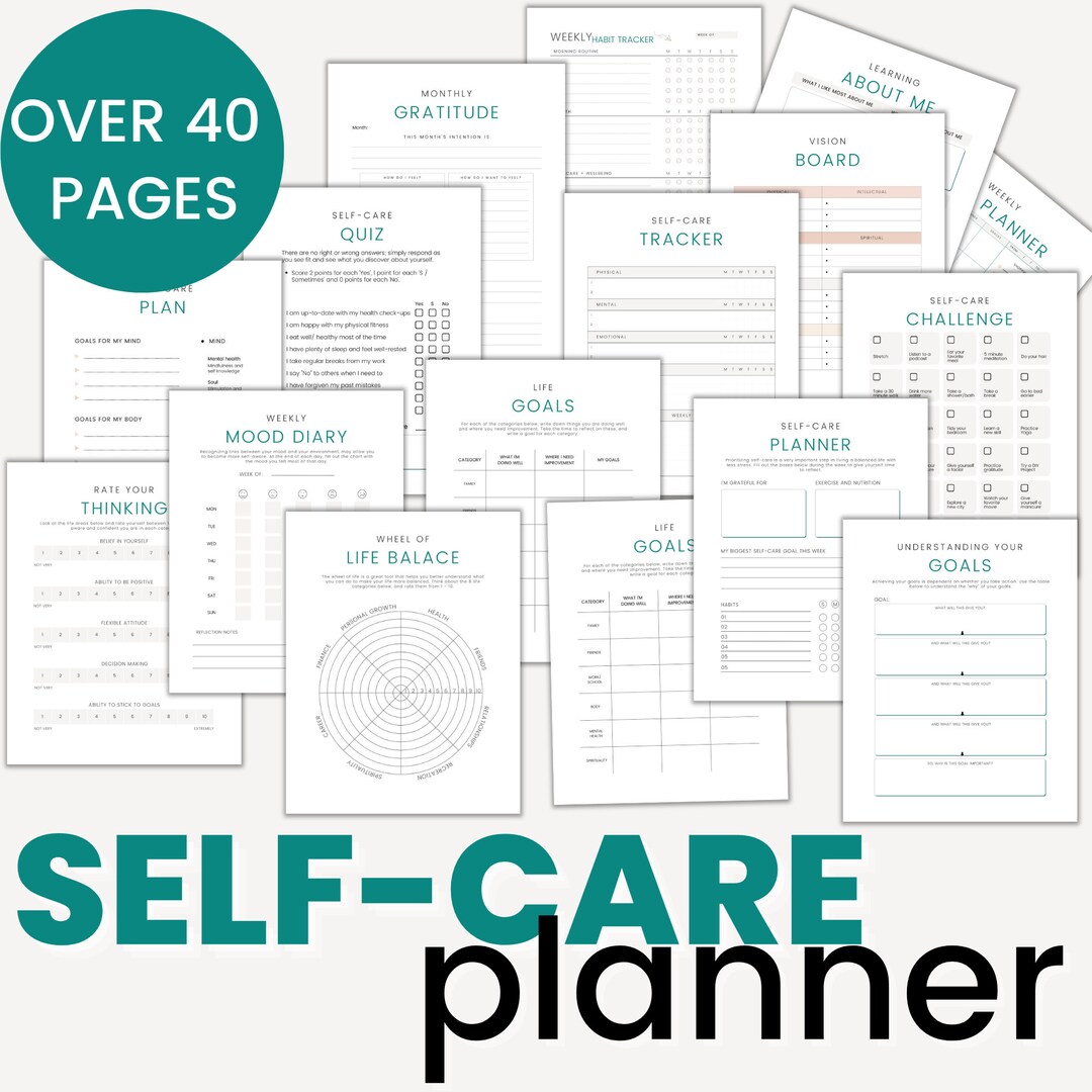 Self-care Planner, Mental Health Journal, Goals Worksheet, Habit ...