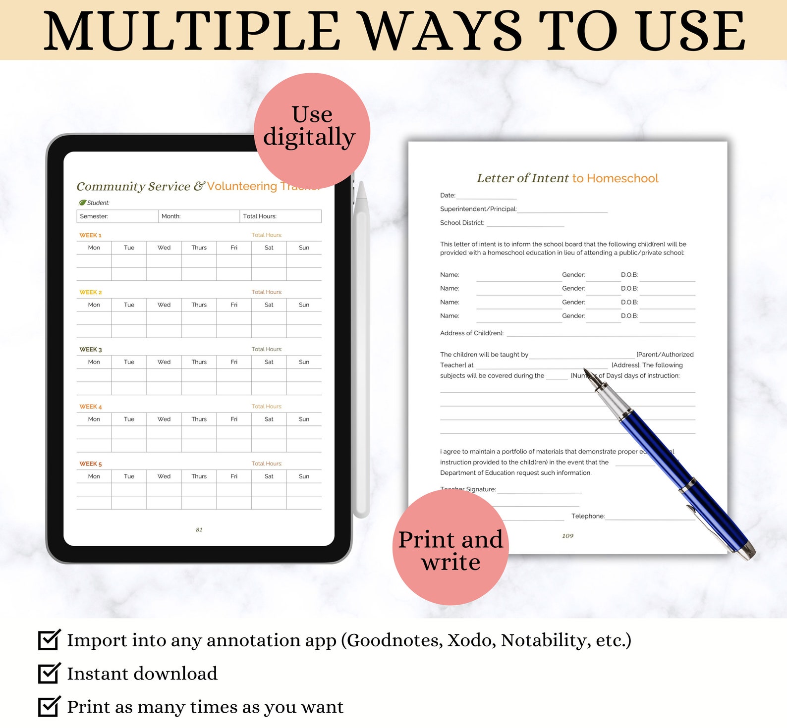 Homeschool Planner Printable Bundle, Homeschool Lesson Planner ...