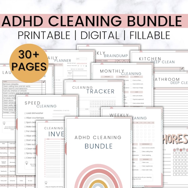 Adult Chore Chart ADHD Help Cleaning Planner Printable Cleaning ...