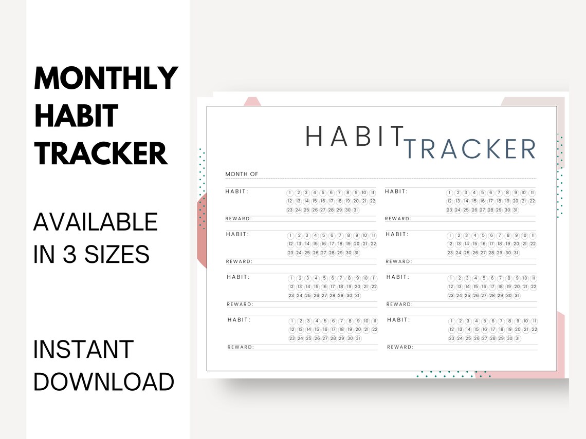 ADHD Monthly Habit Tracker Printable Daily Habit Tracker - Etsy