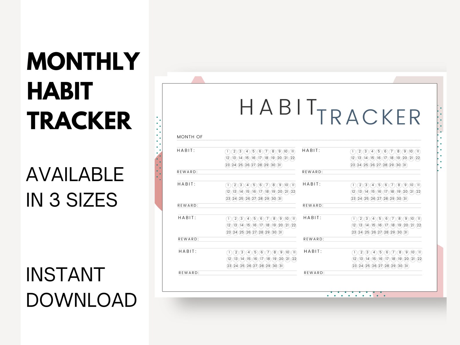 ADHD Monthly Habit Tracker Printable Daily Habit Tracker - Etsy