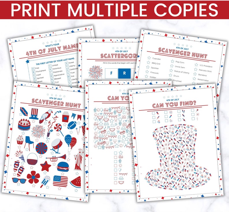 4th of July Games Bundle, Independence Day Family Fun, Patriotic Party ...