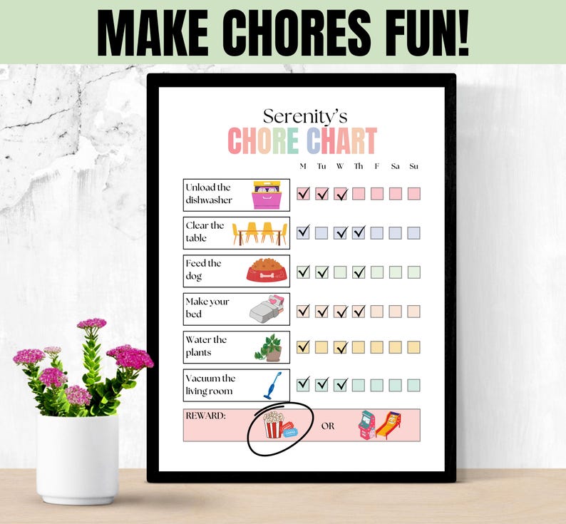 Editable Visual Chore Chart for Kids, ADHD Daily Schedule, Printable ...