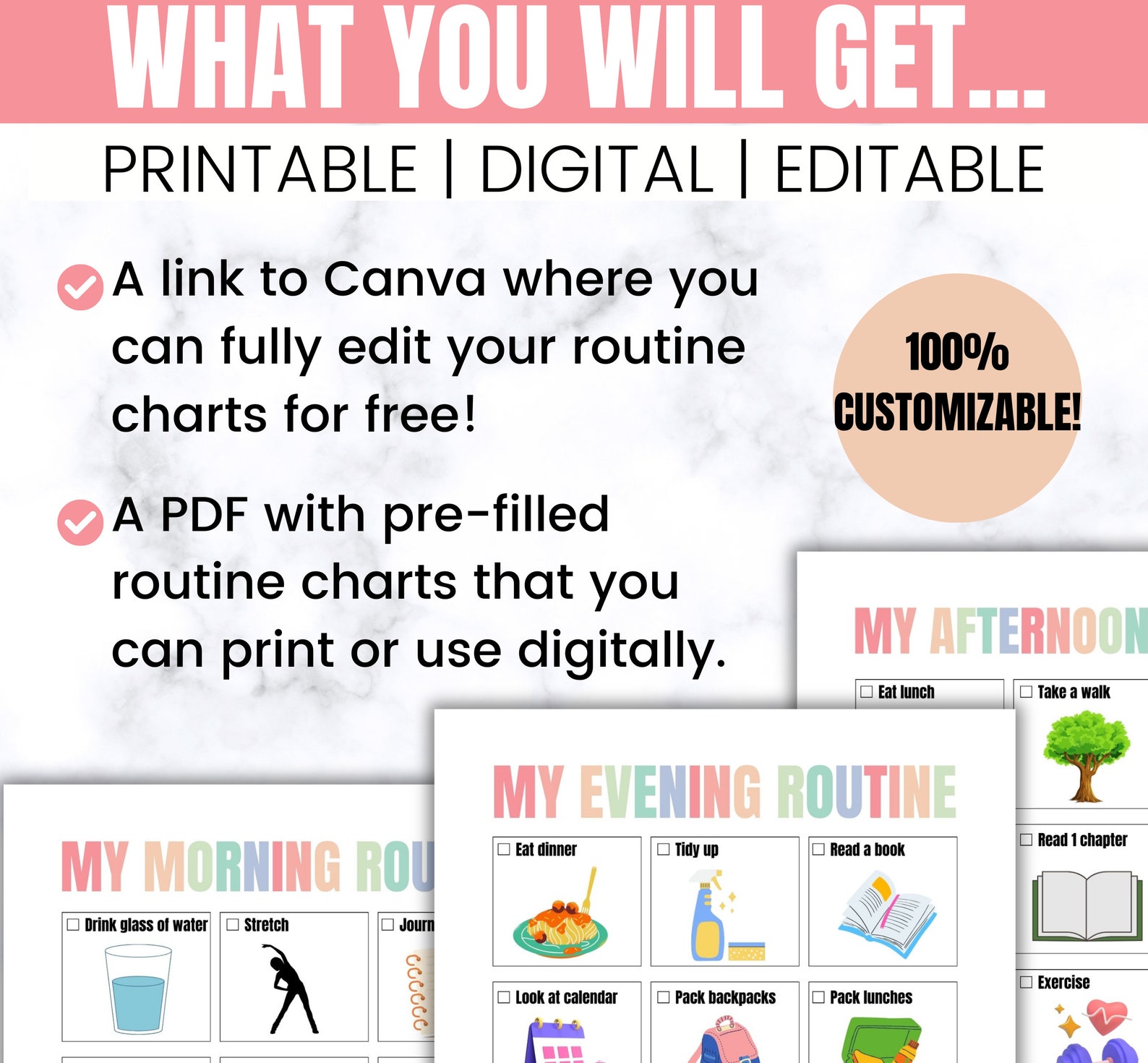 ADHD/ Neurodivergent Daily Visual Schedule, Editable Routine Cards ...
