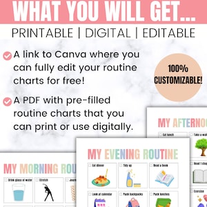 ADHD/ Neurodivergent Daily Visual Schedule, Editable Routine Cards ...