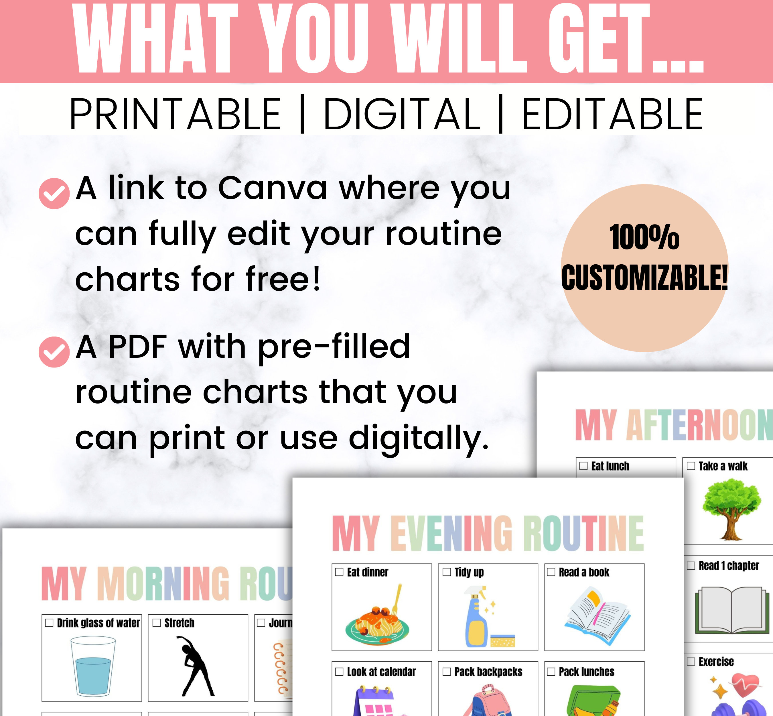ADHD/ Neurodivergent Daily Visual Schedule, Editable Routine Cards ...