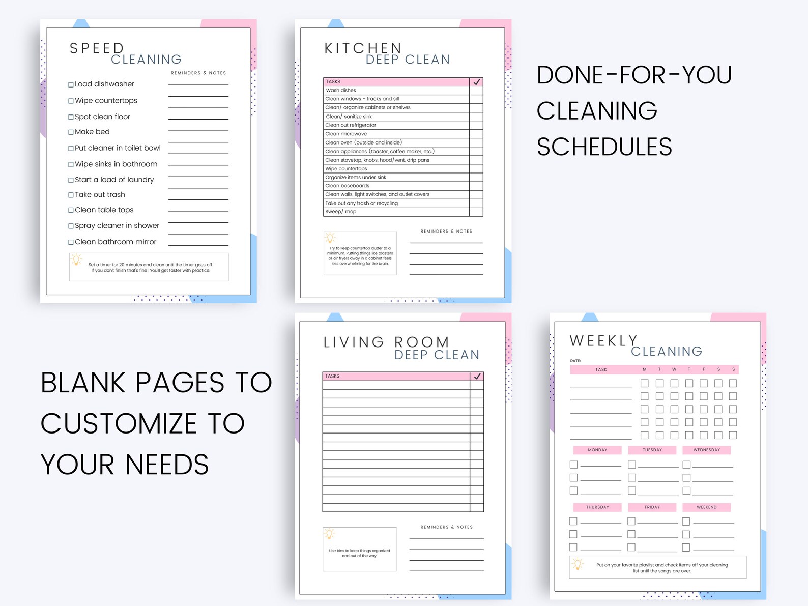 ADHD / Neurodivergent Cleaning Checklists Weekly House - Etsy