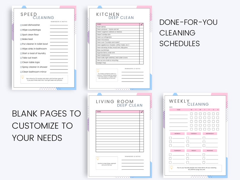 ADHD / Neurodivergent Cleaning Checklists Weekly House - Etsy