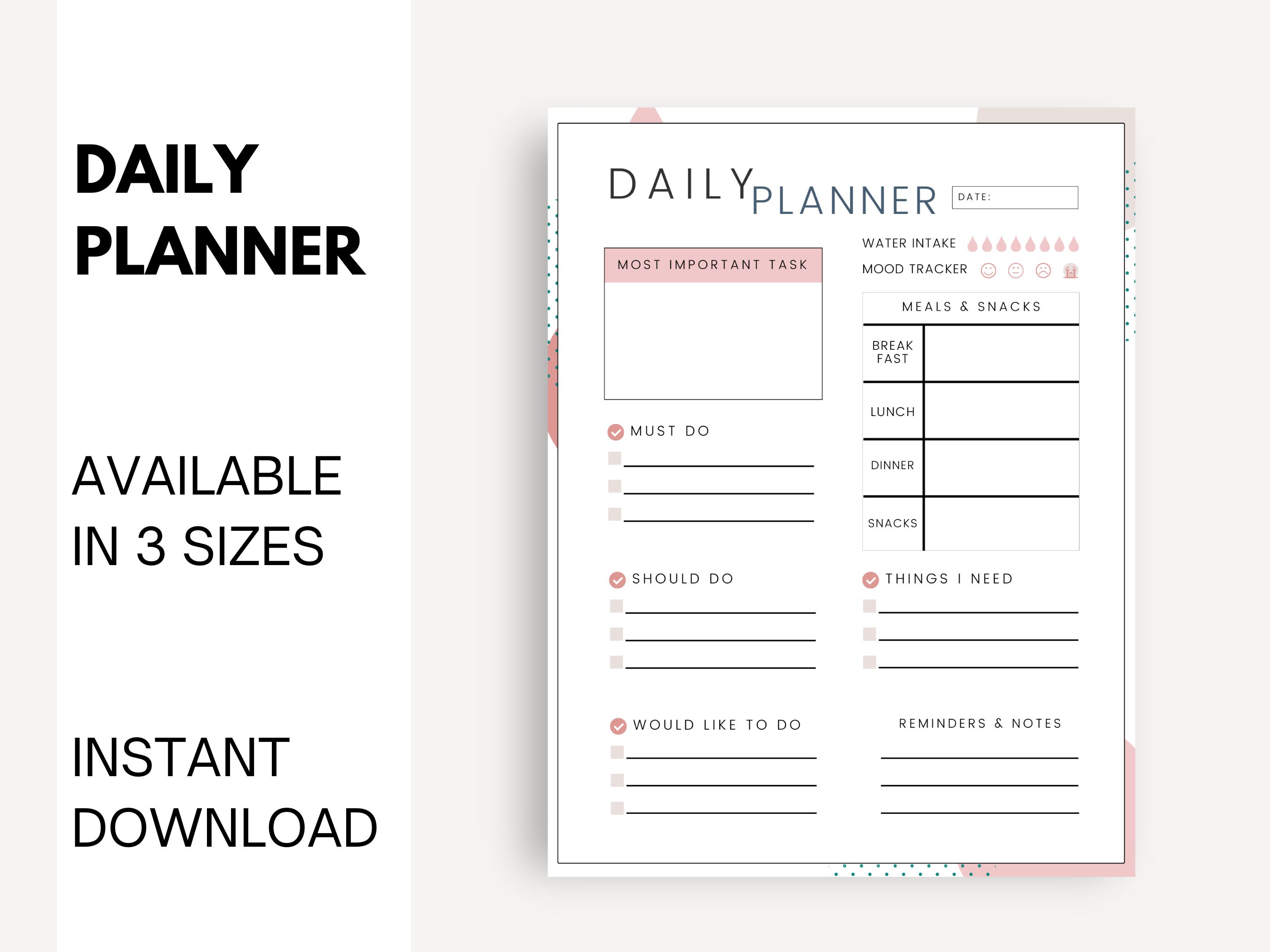 24 Hour Daily Planner Printable, Daily To-do List, Half Hour Planner ...
