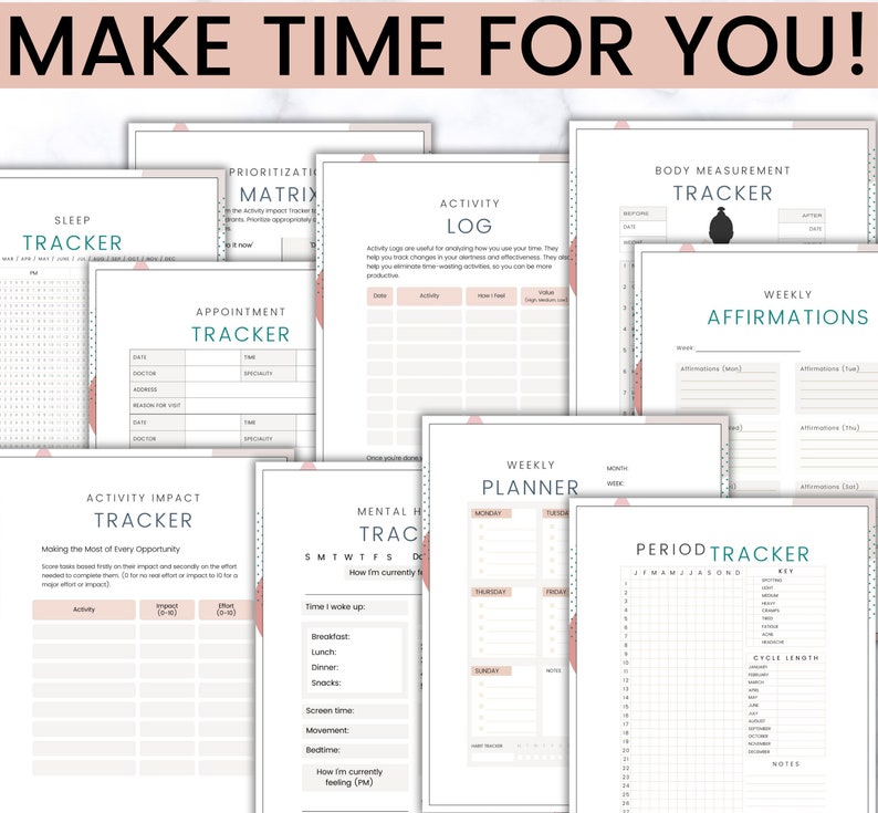 Self-care Planner, Mental Health Journal, Goals Worksheet, Habit ...