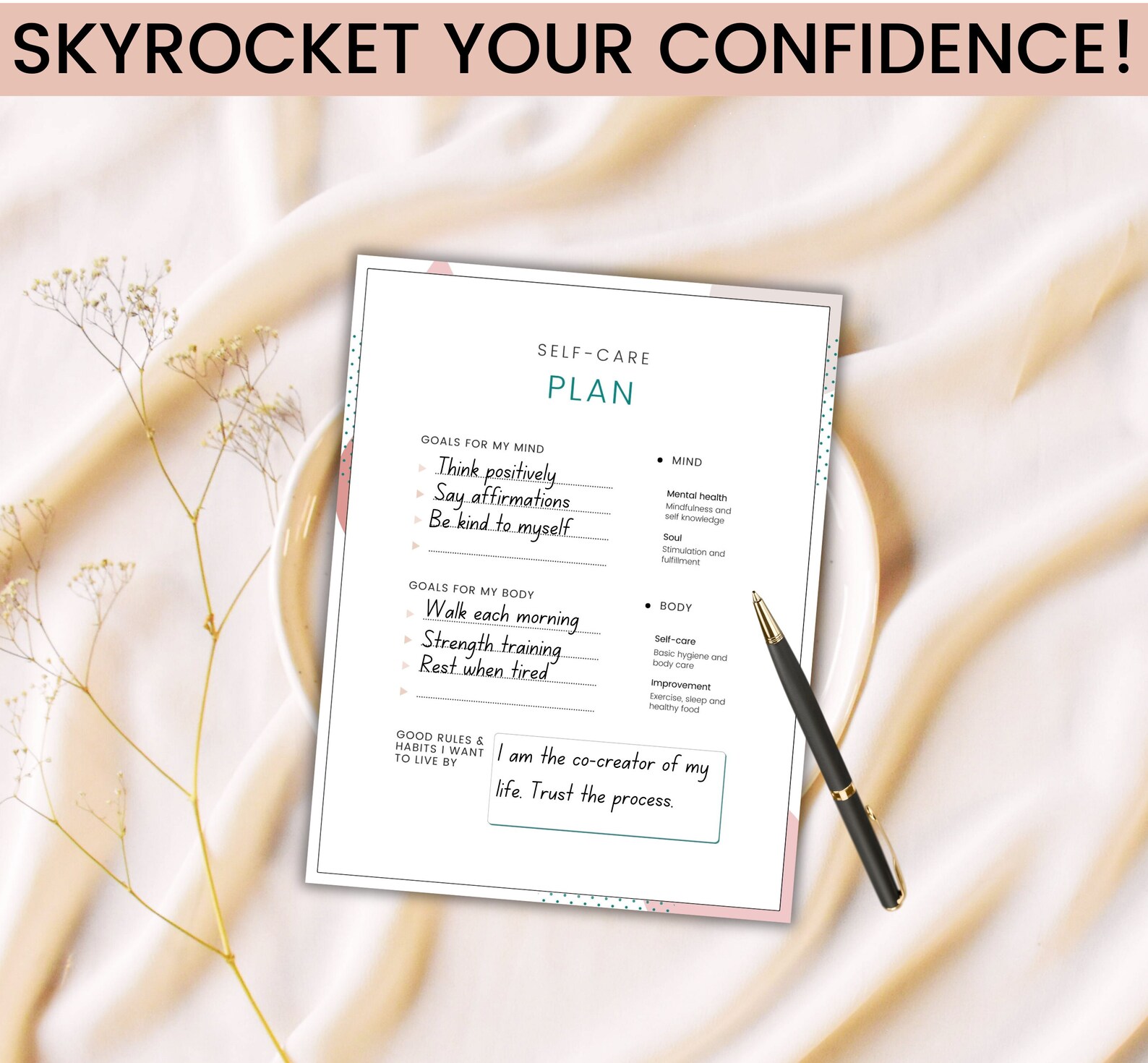 Self-care Planner, Mental Health Journal, Goals Worksheet, Habit ...