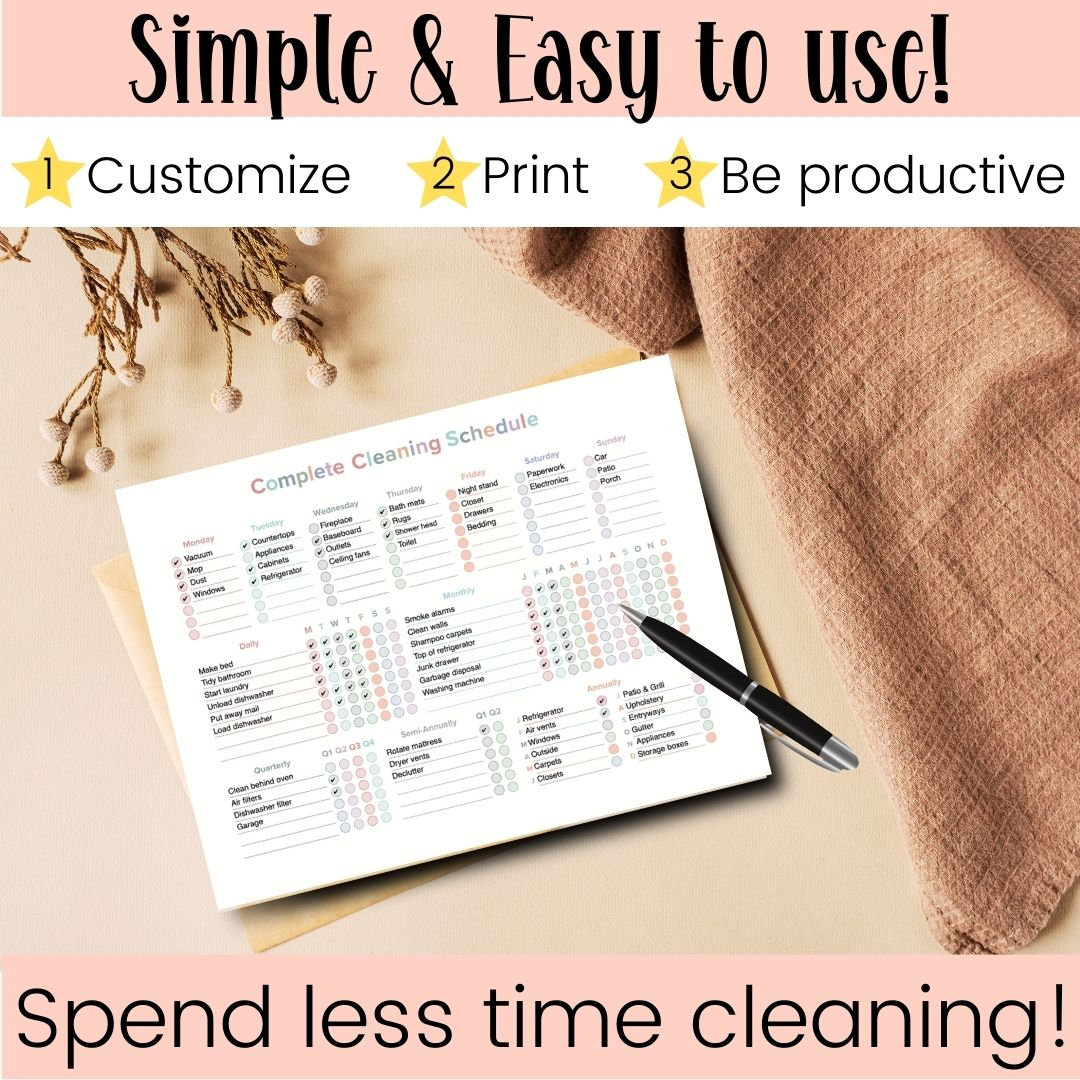 ADHD Chore Chart, Editable Cleaning Template, Adult Home Cleaning ...
