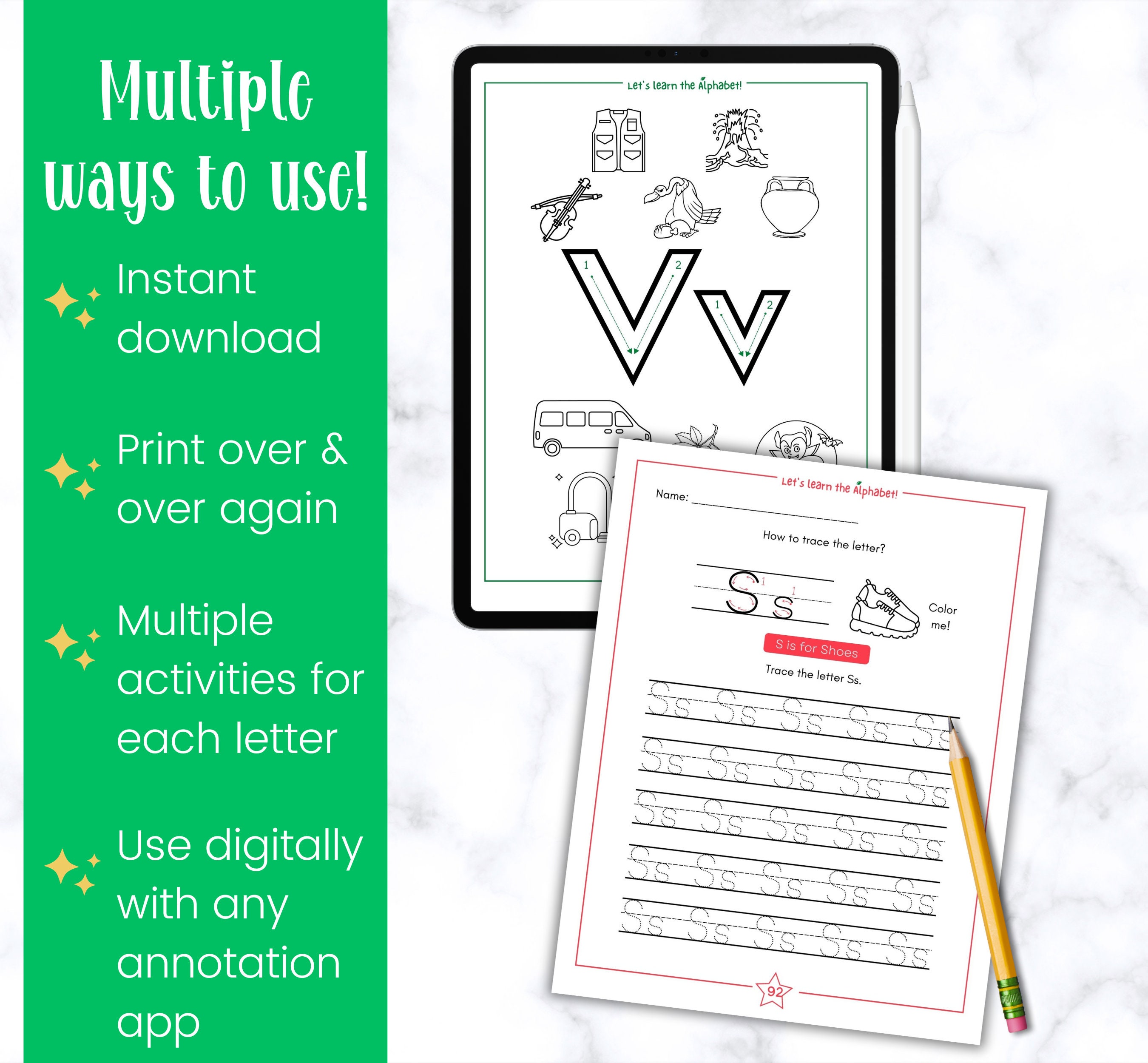 Alphabet Tracing Worksheets, Handwriting Practice Sheets for Kids ...