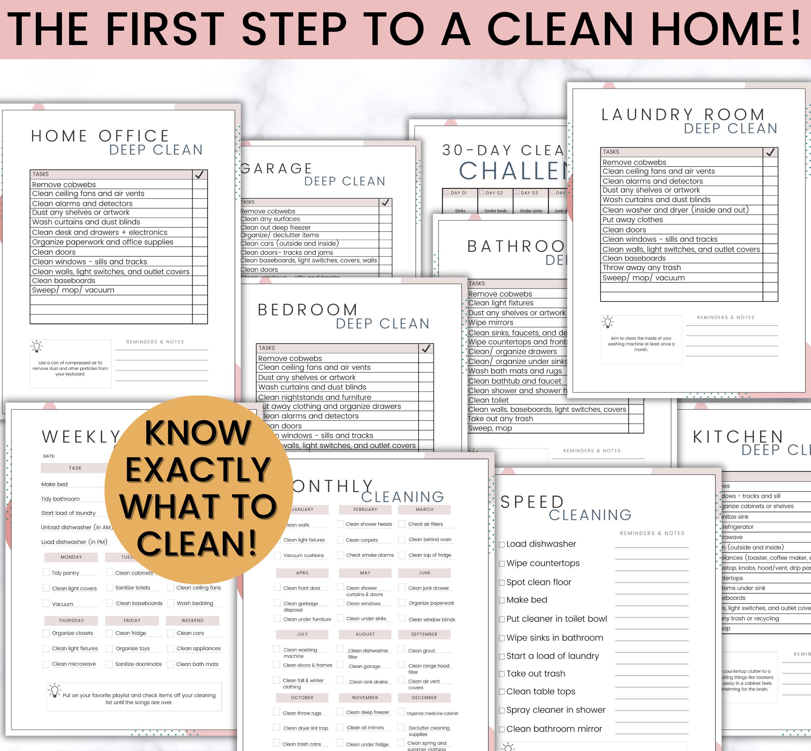 ADHD Cleaning Checklists, Weekly House Chores, Clean Home Routine ...