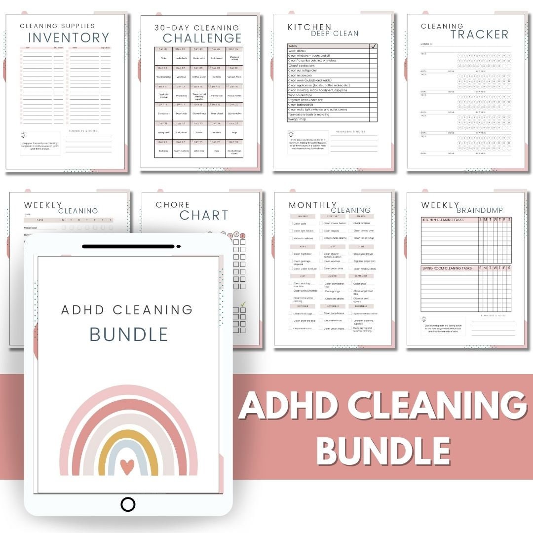 ADHD/ Neurodivergent Cleaning Checklists, Weekly House Chores, Clean ...