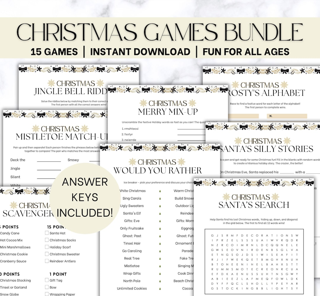 Christmas Party Games Bundle, Christmas Trivia for Adults, Christmas ...