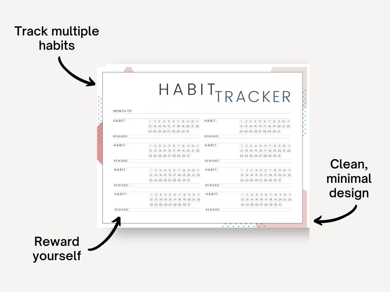 ADHD Monthly Habit Tracker Printable Daily Habit Tracker - Etsy