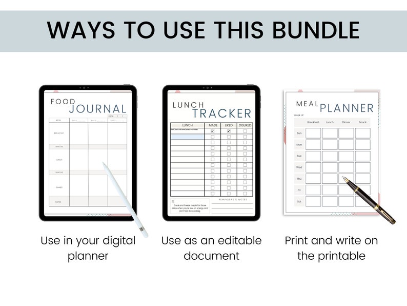ADHD Monthly Meal Planner Printable, Daily Meal Tracker, Food Journal ...