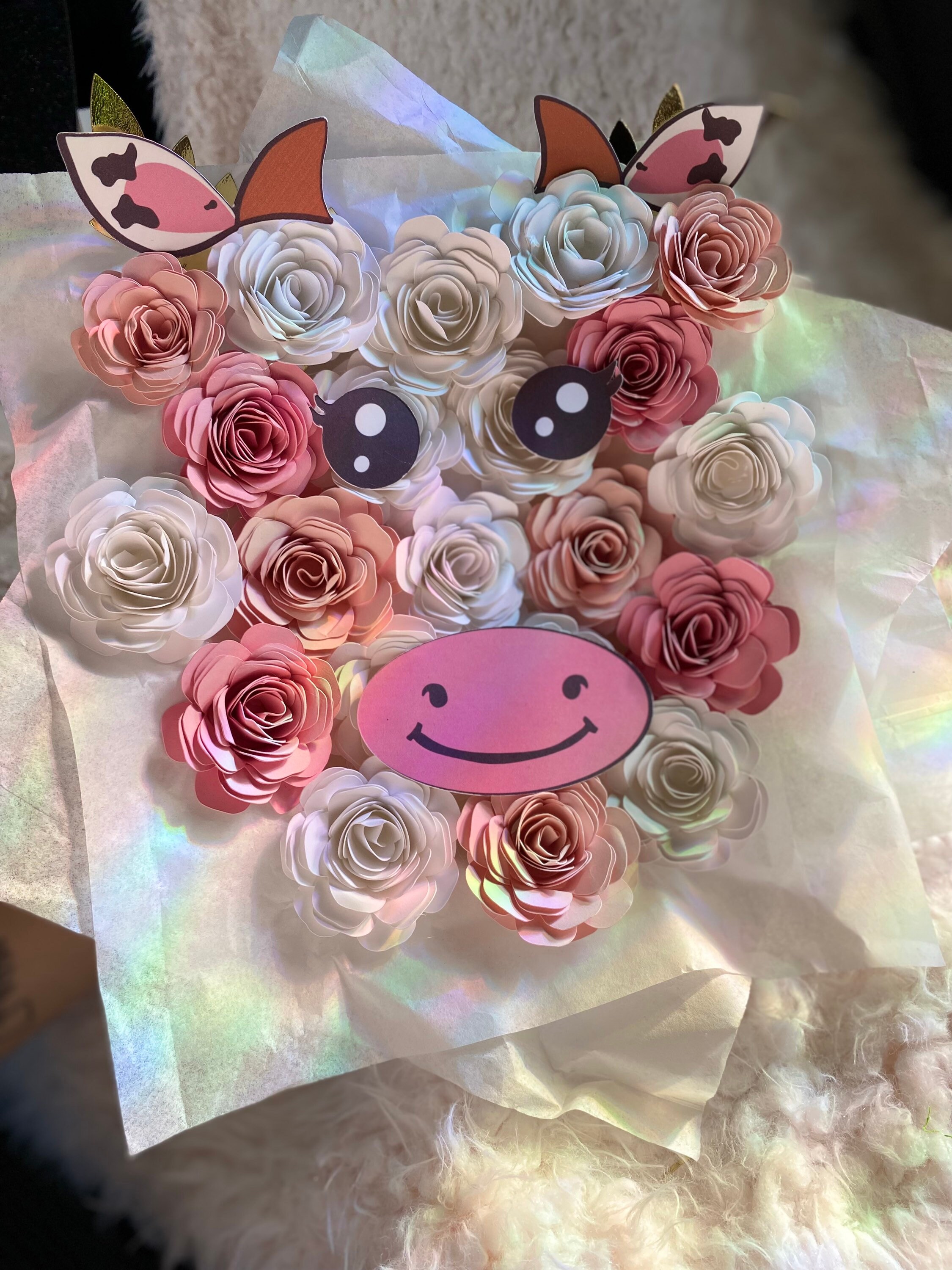 Ramo Moooochon Paper Flower Bouquet Flower Bouquet Cow - Etsy