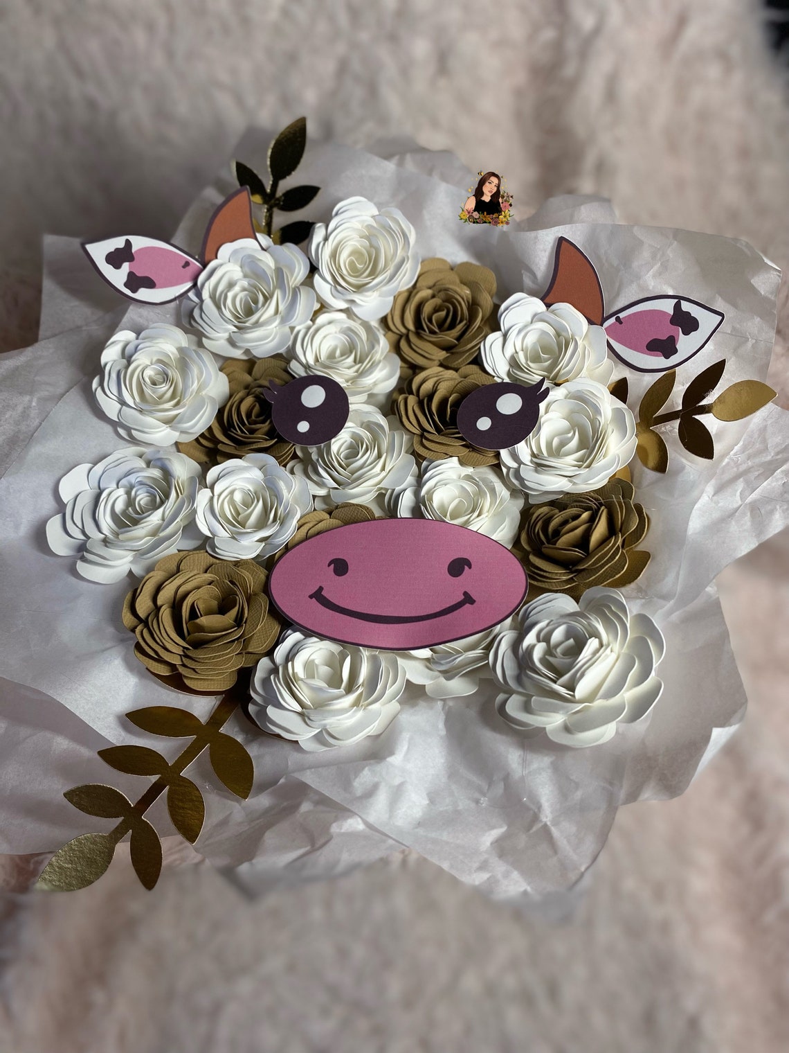 Ramo Moooochon Paper Flower Bouquet Flower Bouquet Cow - Etsy